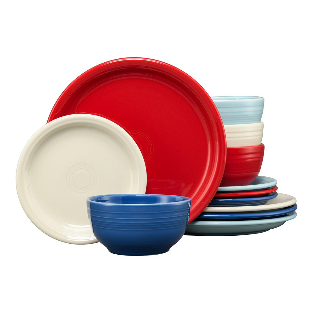 Mixed Americana Bistro Coupe 12-Piece Dinnerware Set, Service for 4 ...