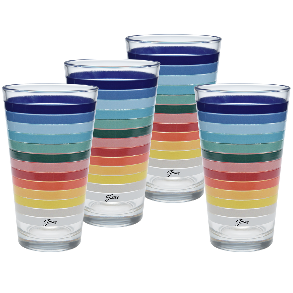 16 oz. All Colors Stripe Cooler Glass - Set of 4 – Fiesta Factory Direct
