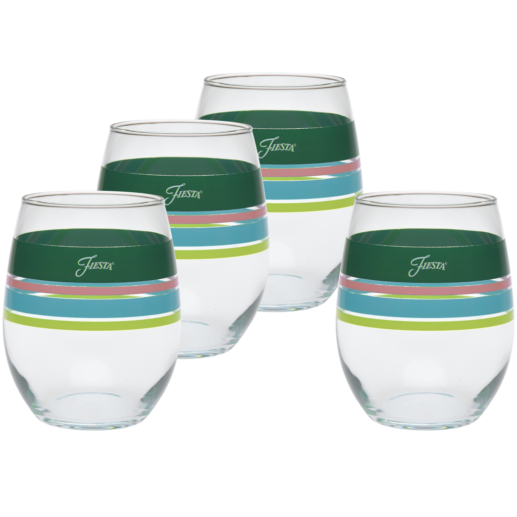 Retired 15 oz. Fiesta® Edgeline Stemless Wine Tropical – Set of 4 ...