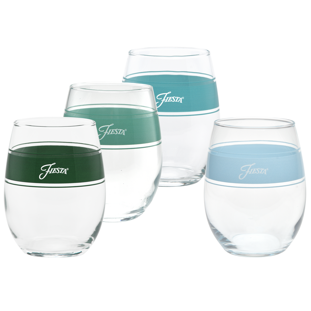 Aegean 15 oz. Frame Stemless Wine Glass Mixed Color – Set of 4 – Fiesta ...