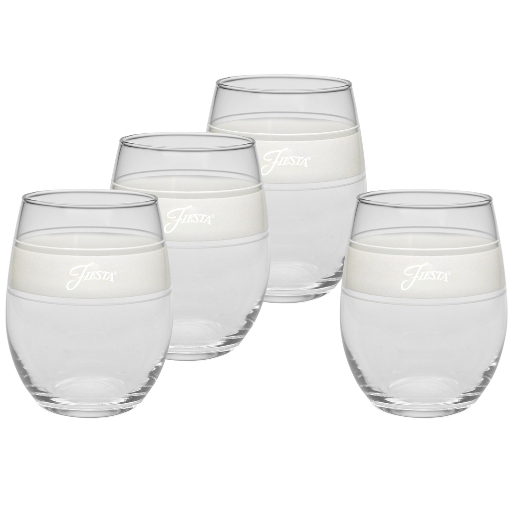 Linen 15 oz. Frame Stemless Glass – Set of 4 – Fiesta Factory Direct