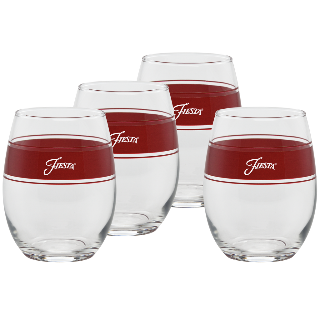15 oz. Fiesta® Frame Stemless Wine Scarlet – Set of 4 – Fiesta Factory ...