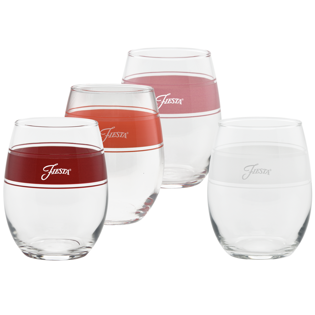 Sunset Horizon 15 oz. Frame Stemless Wine Glass Mixed Color Set of 4 ...
