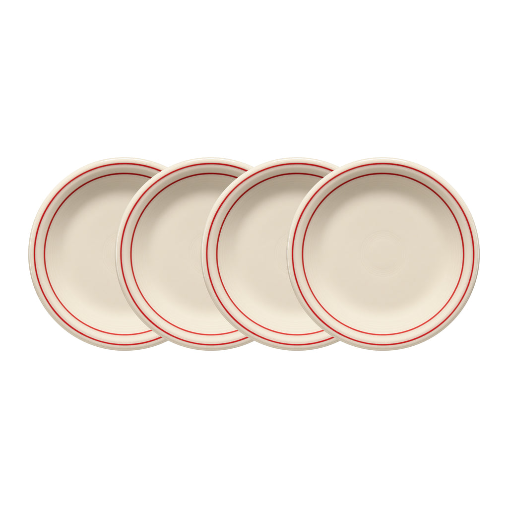 Americana Scarlet Band Set of 4 Classic Rim 7 1/4-Inch Salad Plates ...