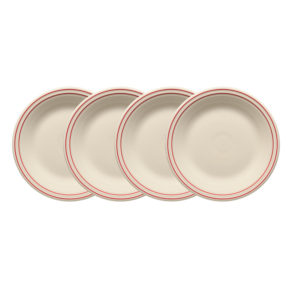 Americana Scarlet Band Set of 4 Classic Rim 10 1/2-Inch Dinner Plates ...